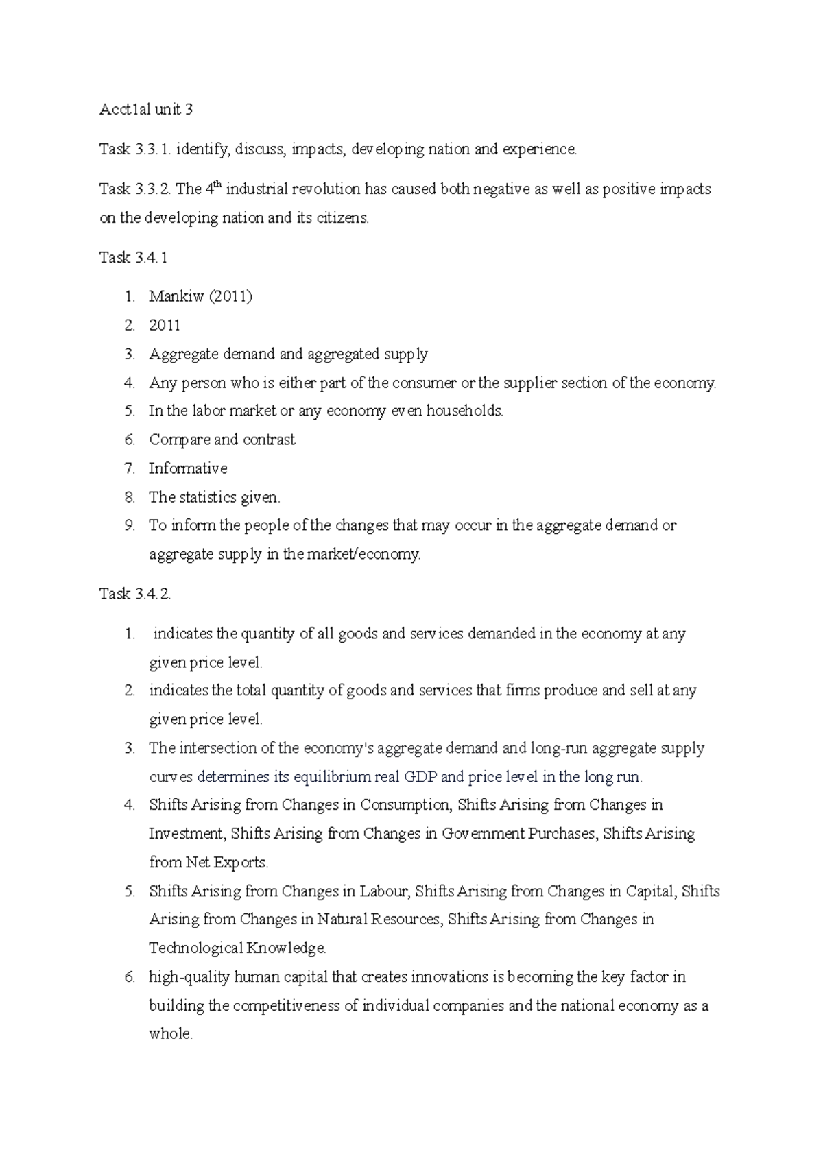 Acct1al unit 3 - Acct1al unit 3 Task 3.3. identify, discuss, impacts ...