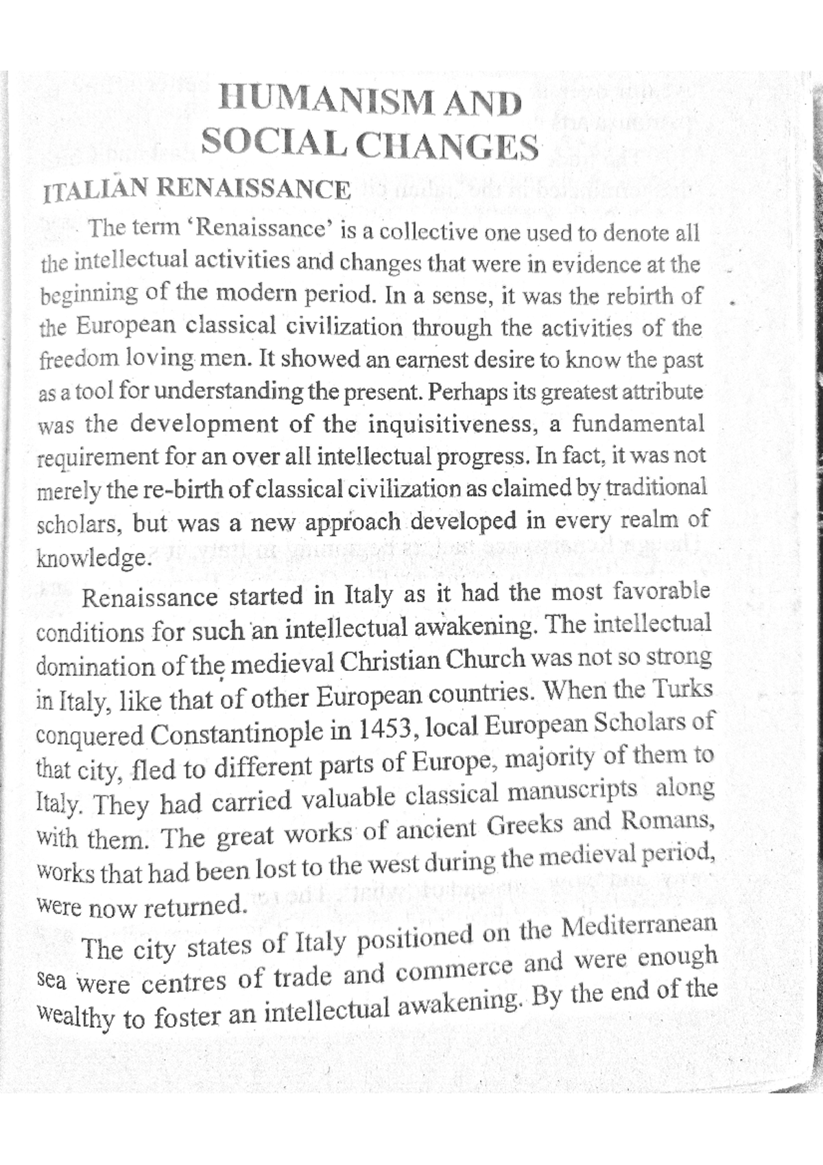 Italian Renaissance - The Rebirth - Mordern world history - Studocu