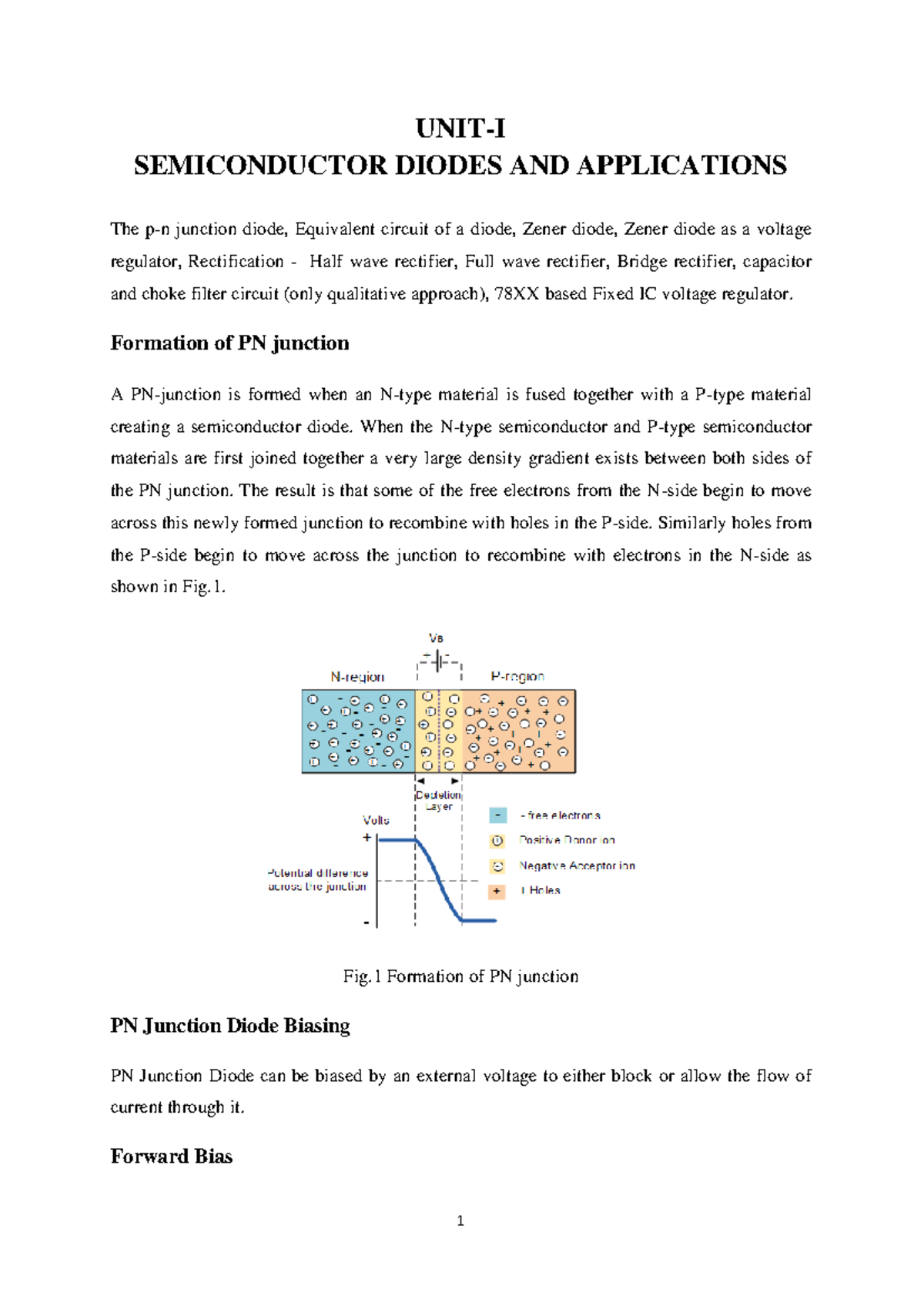 Chapter 1-Semiconductor diodes & applics - UNIT-I SEMICONDUCTOR DIODES AND APPLICATIONS The p-n ...