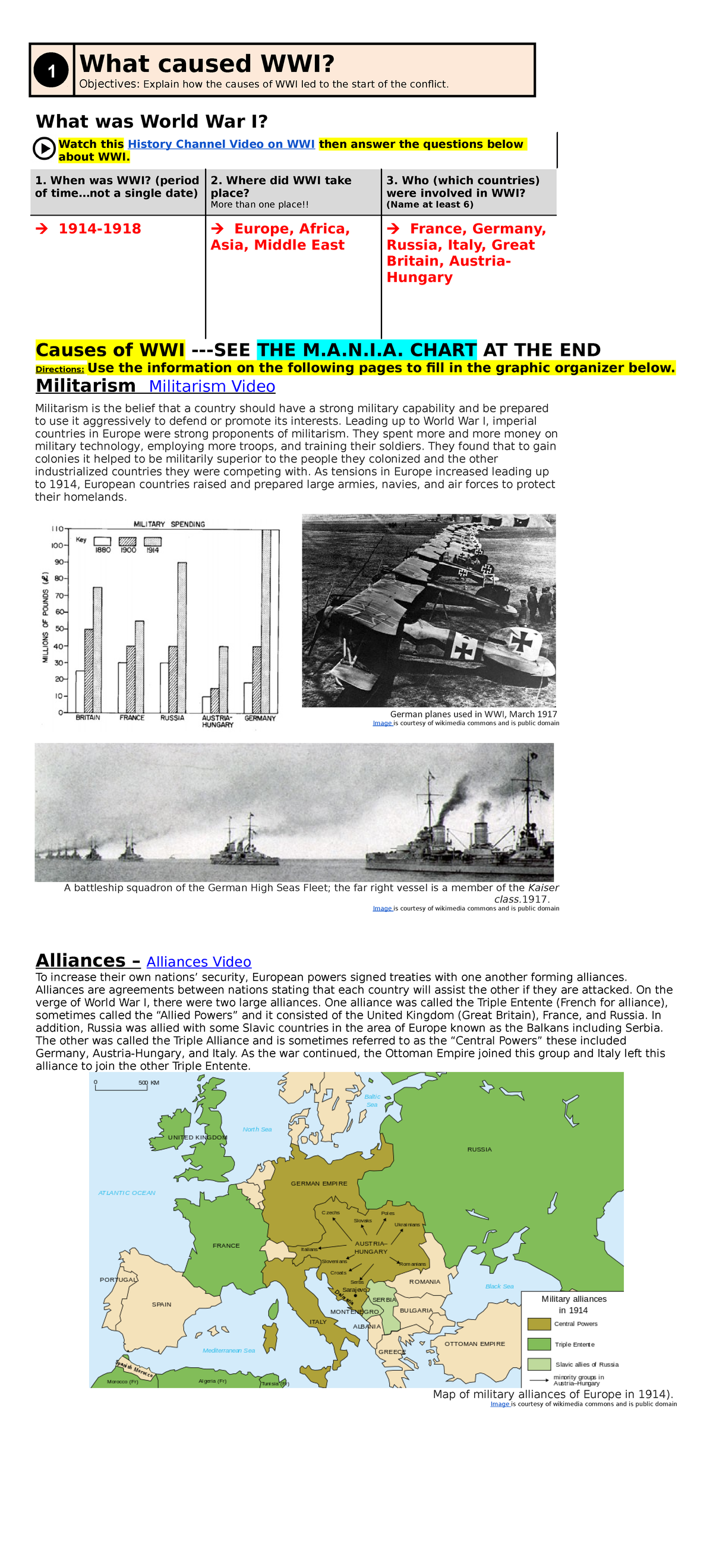Causes of WWI jjjoo - What caused WWI? Objectives: Explain how the ...