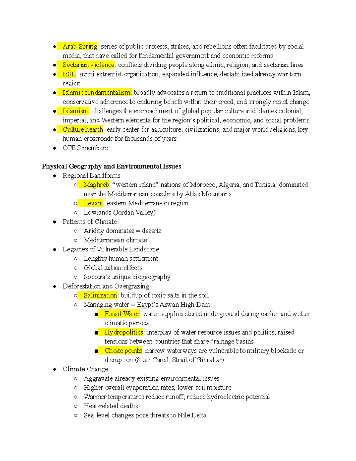 CH 7 Southwest Asia & North Africa - Arab Spring: series of public ...
