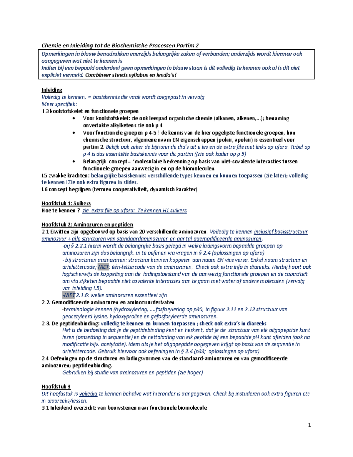Chemie en Inleiding tot de Biochemische Processen Partim 2 leerstof 2023-2024 - Chemie en ...
