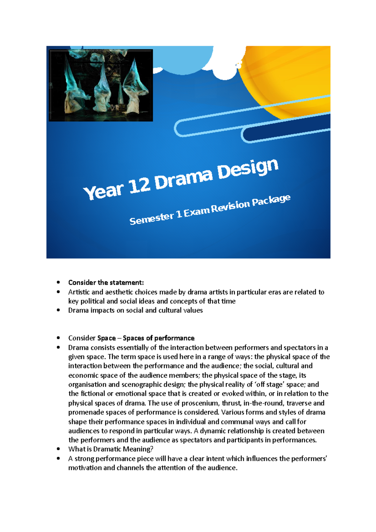 Consider the statement - Year 12 Drama Design Semester 1 Exam Revision ...