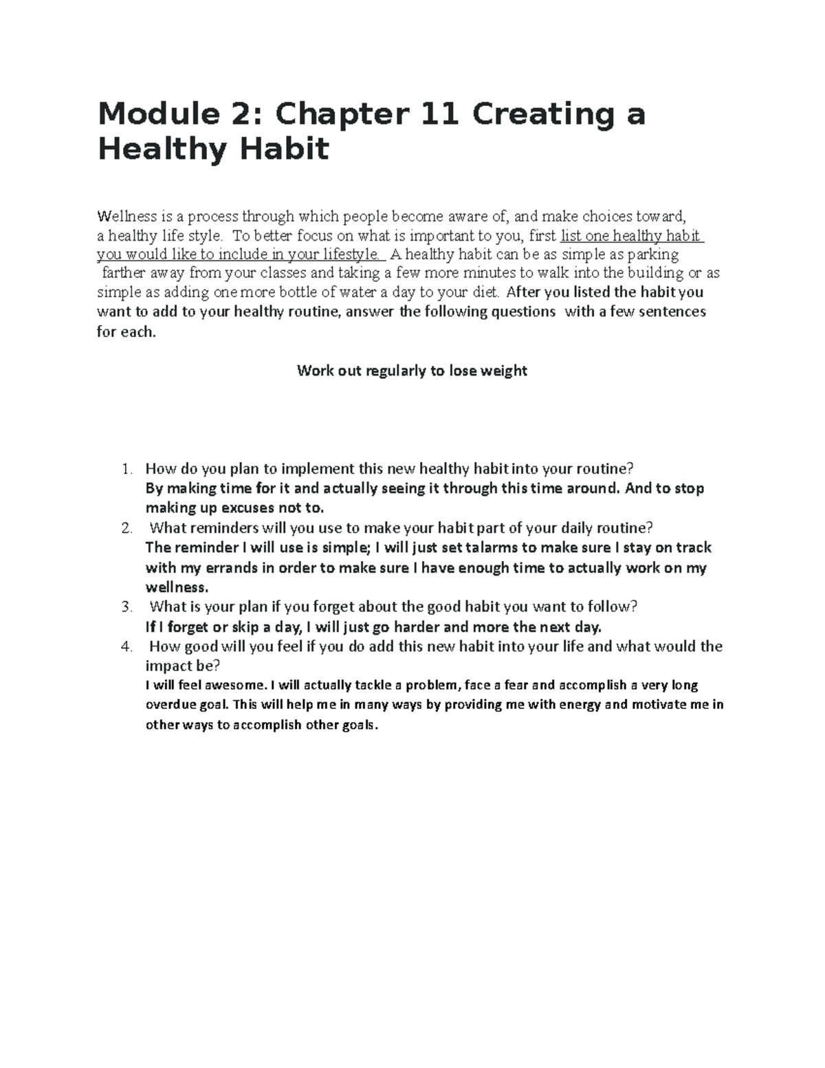 Module 2 Chapter 11 Creating a Healthy Habit - Module 2: Chapter 11 Creating a Healthy Habit ...
