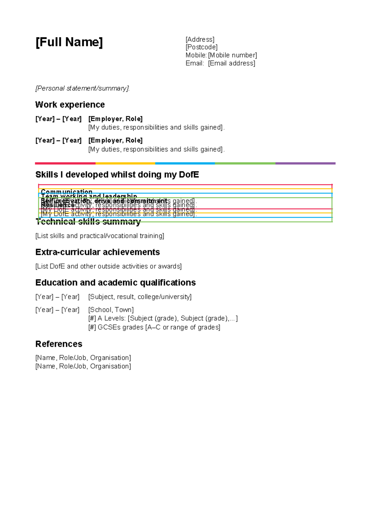 Dof E-CV-Template - oh want 10 weeks - [Full Name] [Address] [Postcode ...