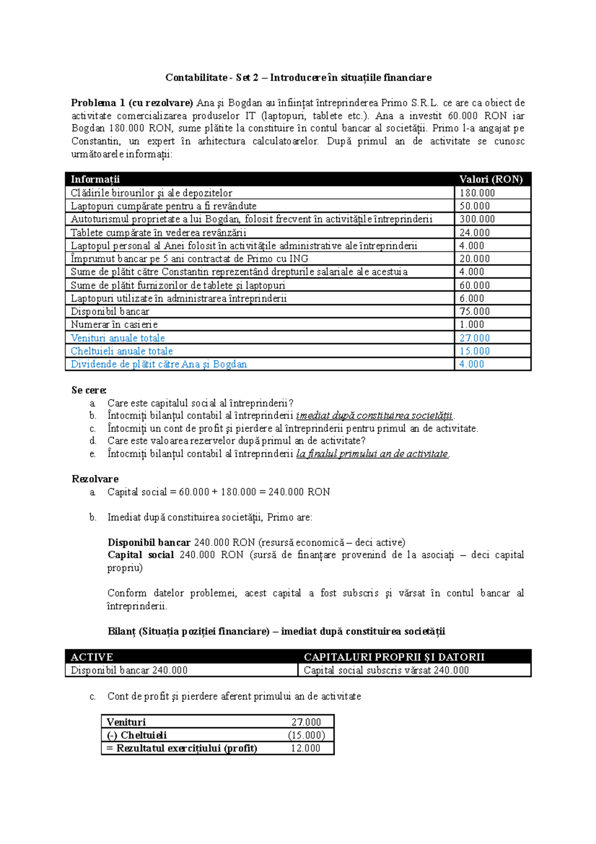 Contabilitate - Set 2 - LICENTA1 - Contabilitate - Set 2 – Introducere ...