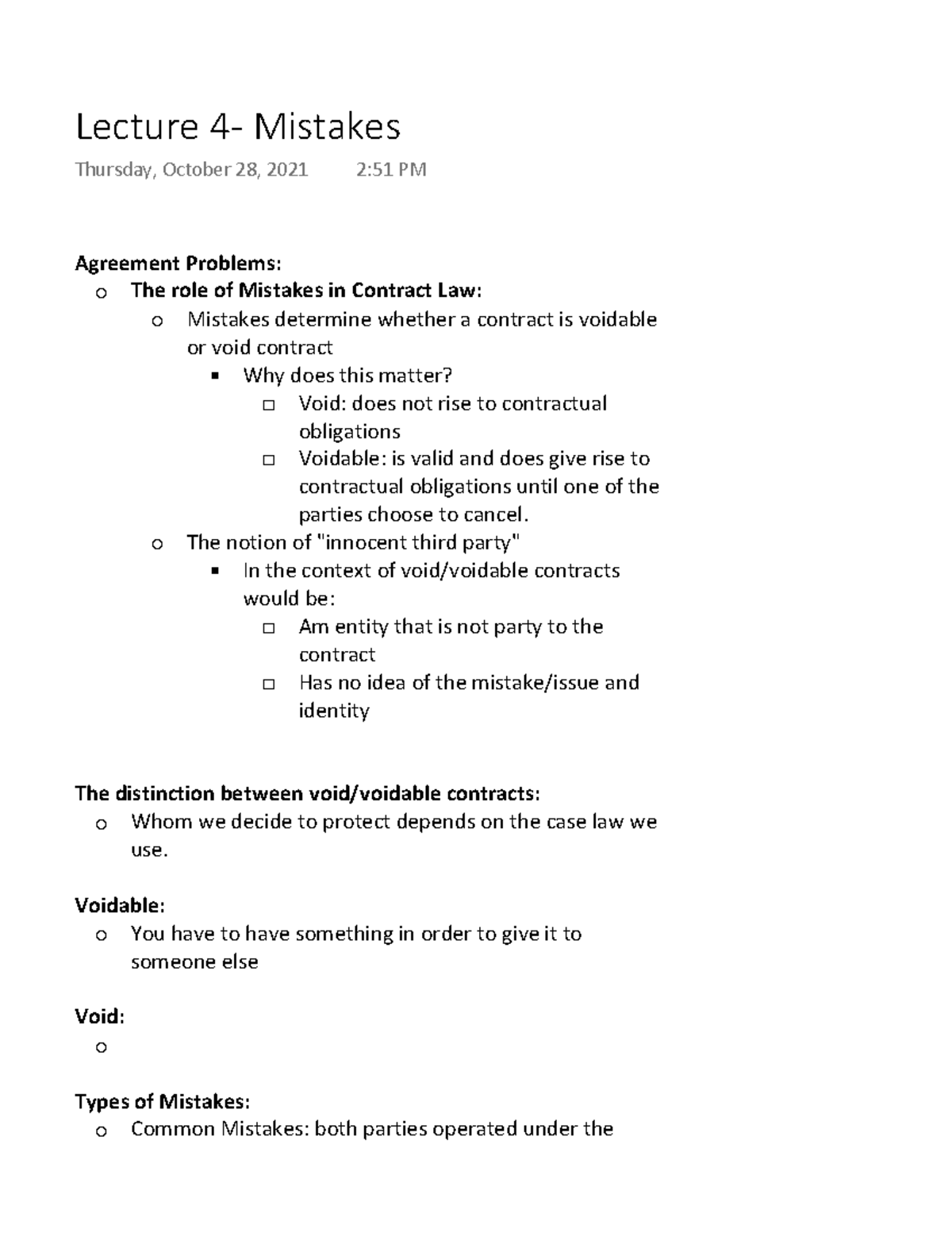 Lecture 4- Mistakes - Agreement Problems: The role of Mistakes in ...