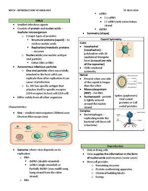Virology Objectives- Answered - OBJECTIVES OF VIROLOGY List the common ...