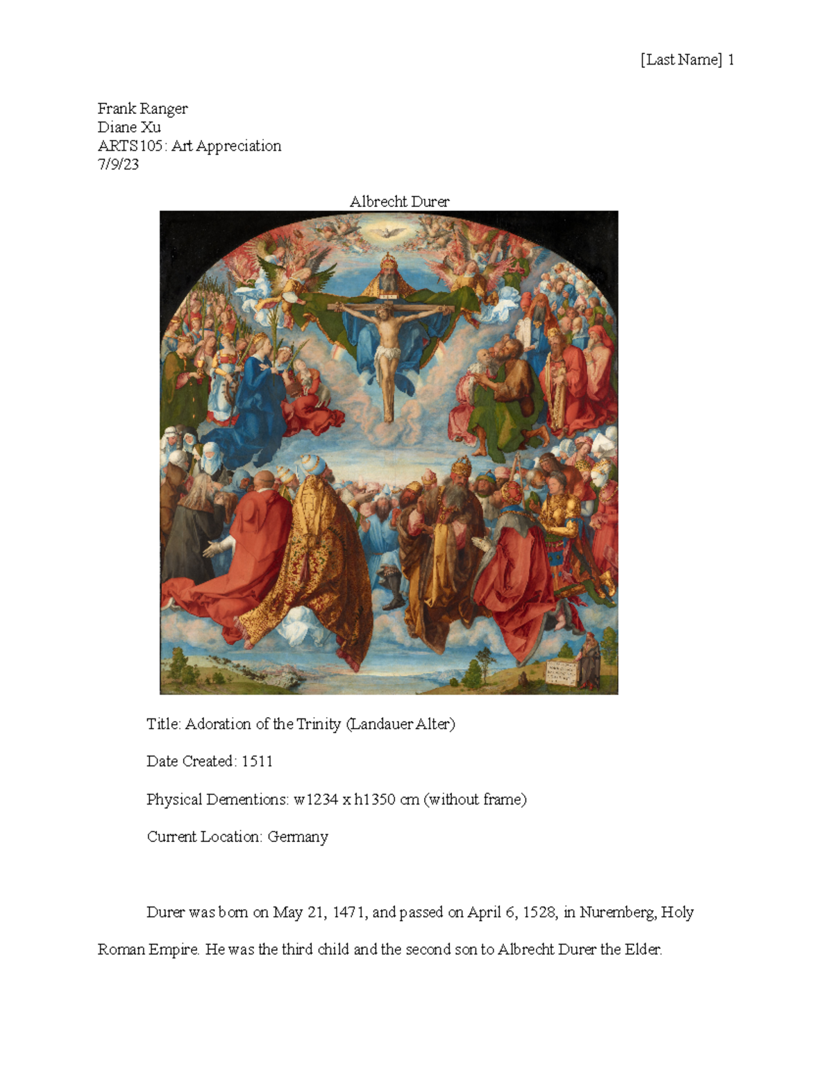 Artist report mod 2 - Art appreciation - [Last Name] 1 Frank Ranger ...