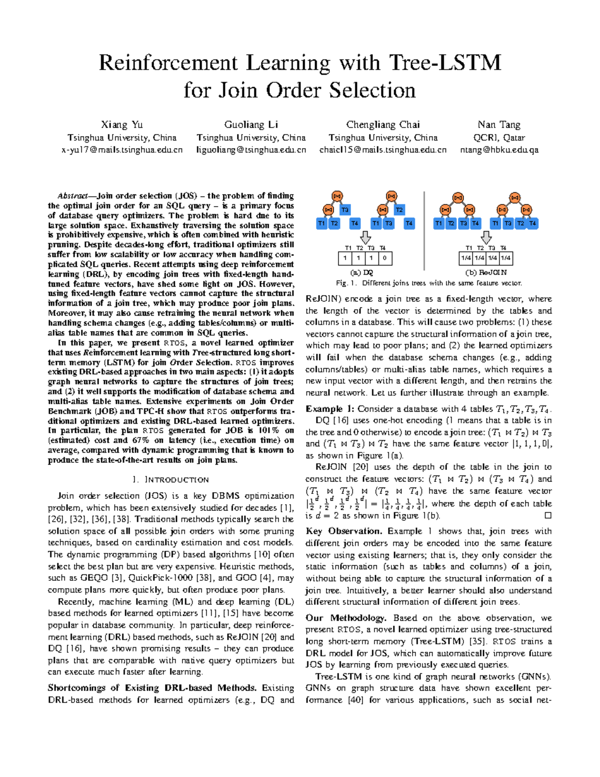 Icde2020-learnedjoinorder - Reinforcement Learning with Tree-LSTM for Join Order Selection Xiang ...