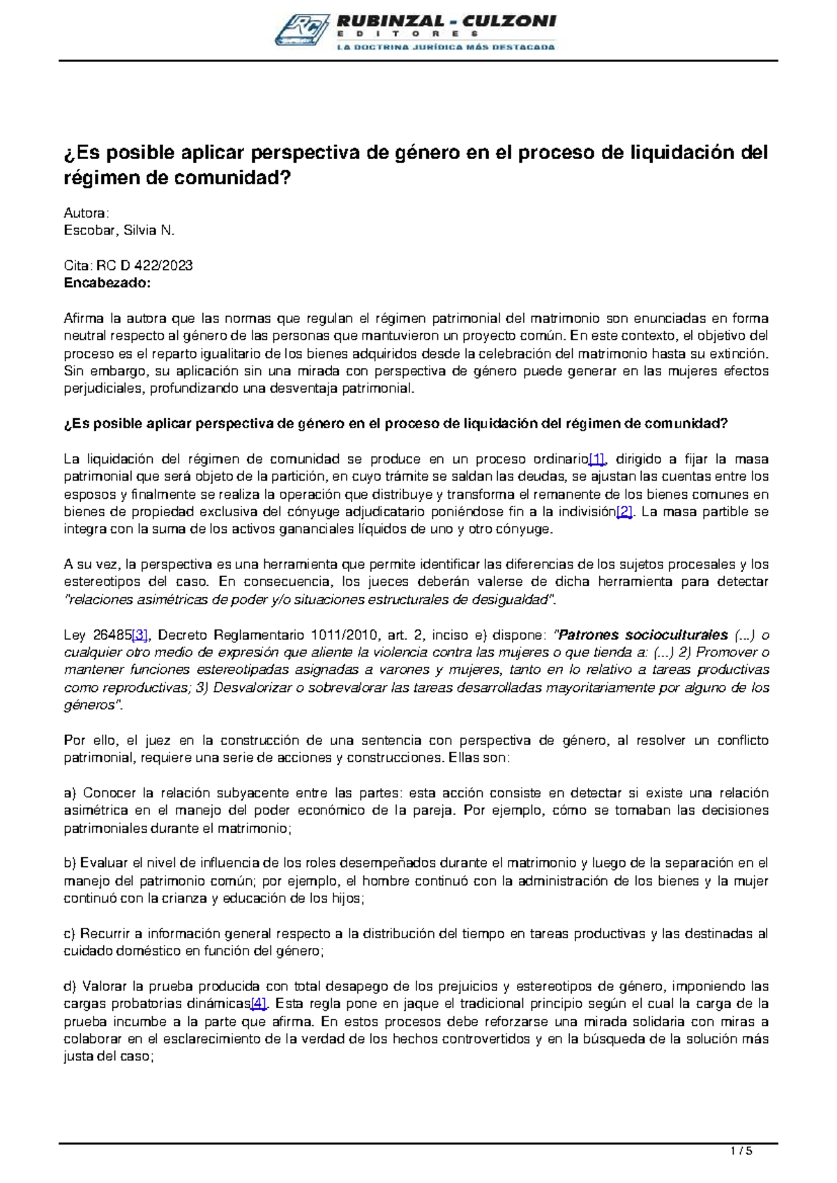 Es posible aplicar perspectiva de g A ©nero en el proceso de liquidaci A ³n del r A ©gimen de ...