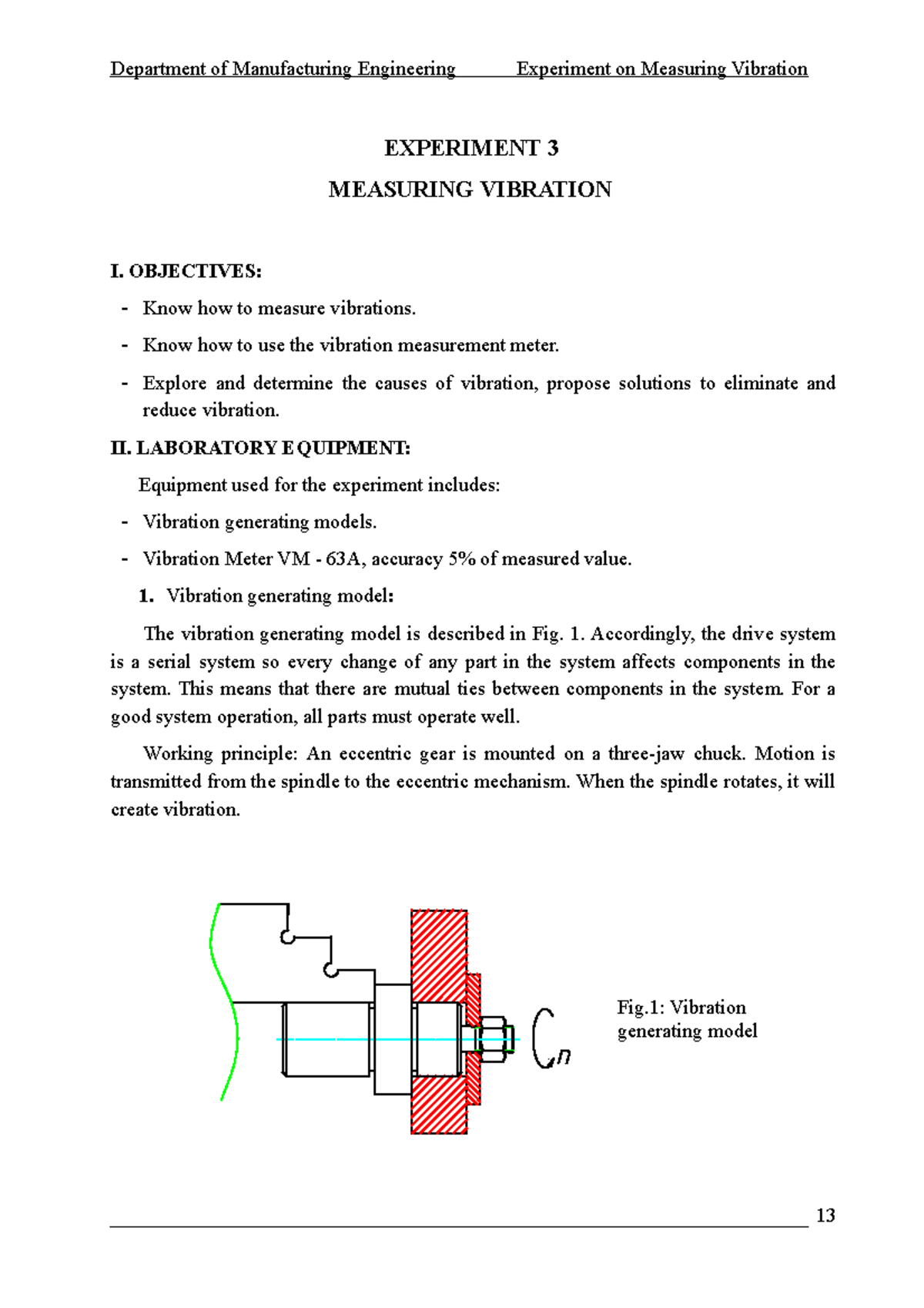 Experiment 3 - Measuring Vibration - EXPERIMENT 3 MEASURING VIBRATION I ...