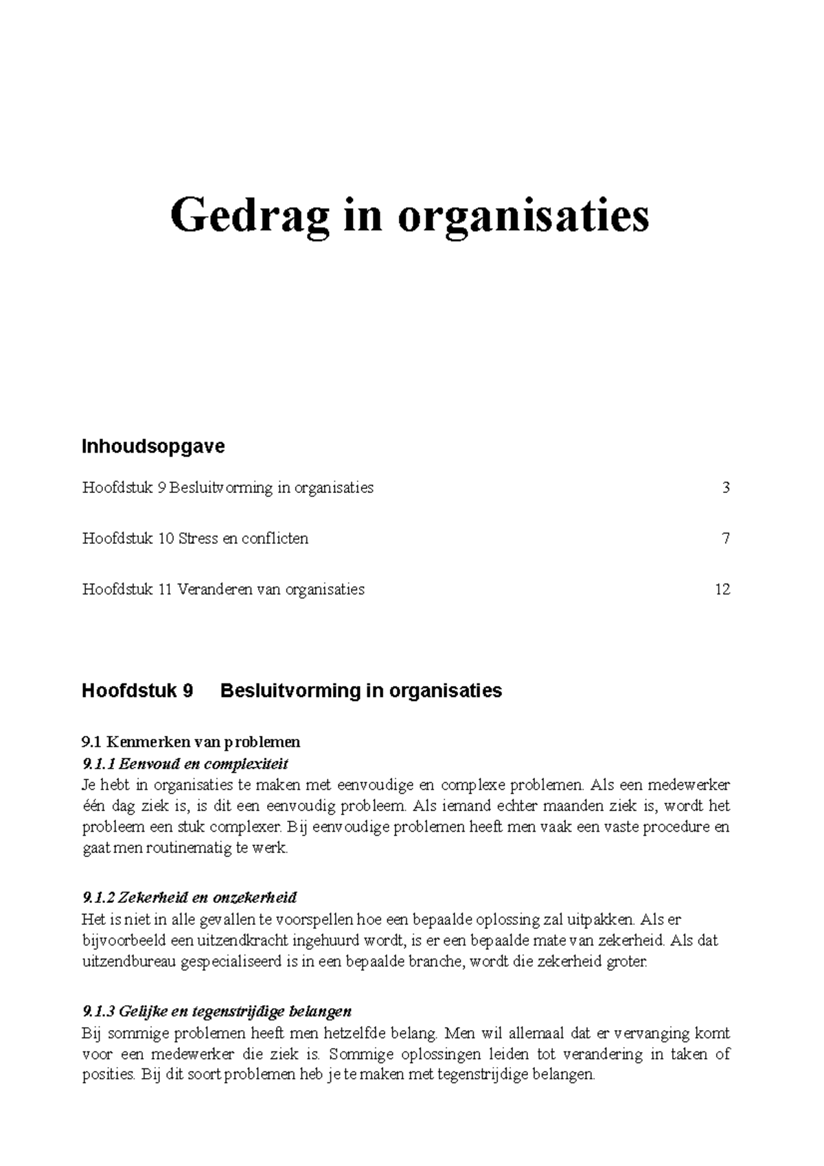 Samenvatting Gedrag In Organisaties Hoofdstuk 9 11 Gedrag In