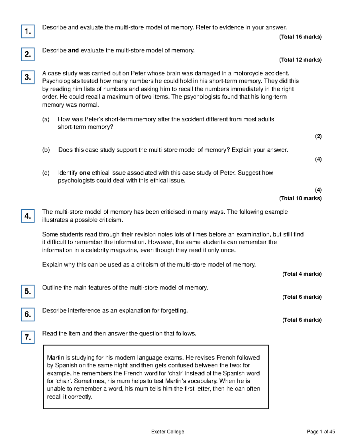Memory EQs (PMS) - Describe and evaluate the multi-store model of ...