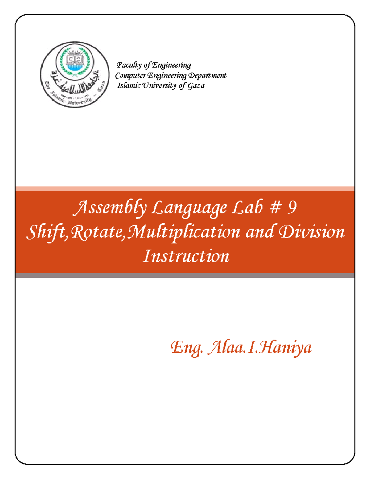COMPUTER ORGANIZATION AND Assembly-Language- PROGRAMMING - Faculty of ...