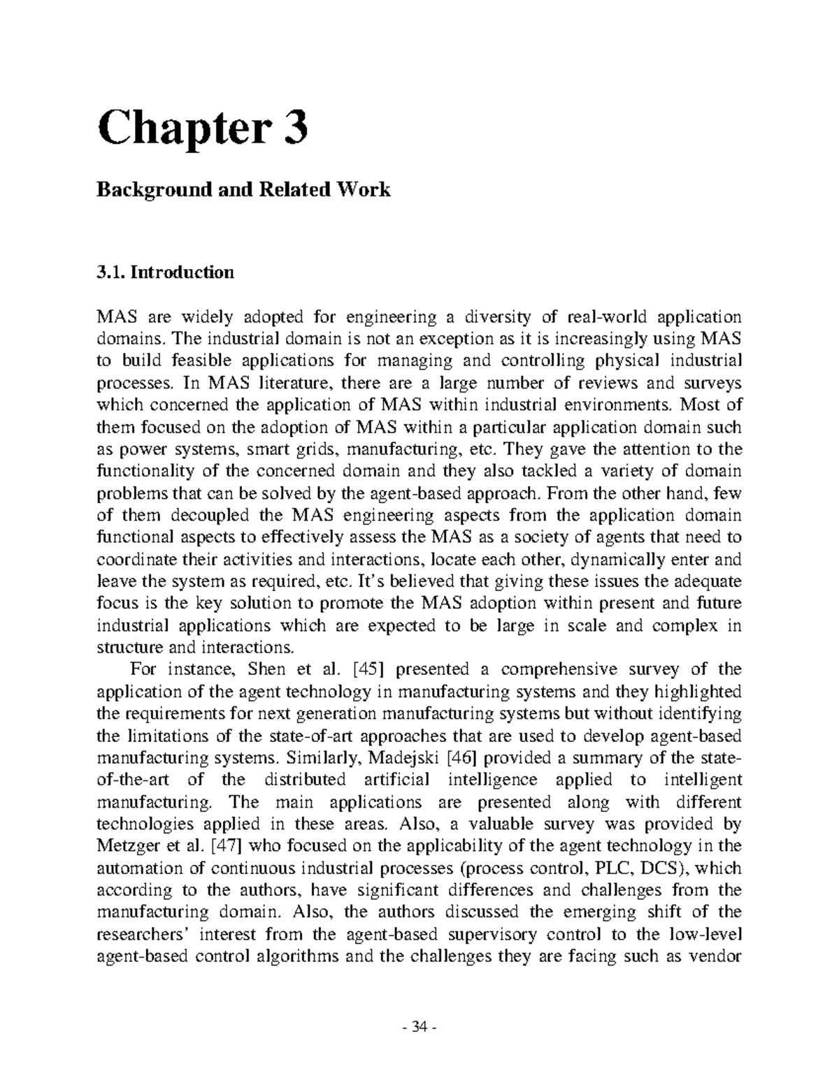 Agent-based SCADA Systems - Chapter 3 Background and Related Work Introduction MAS are widely ...