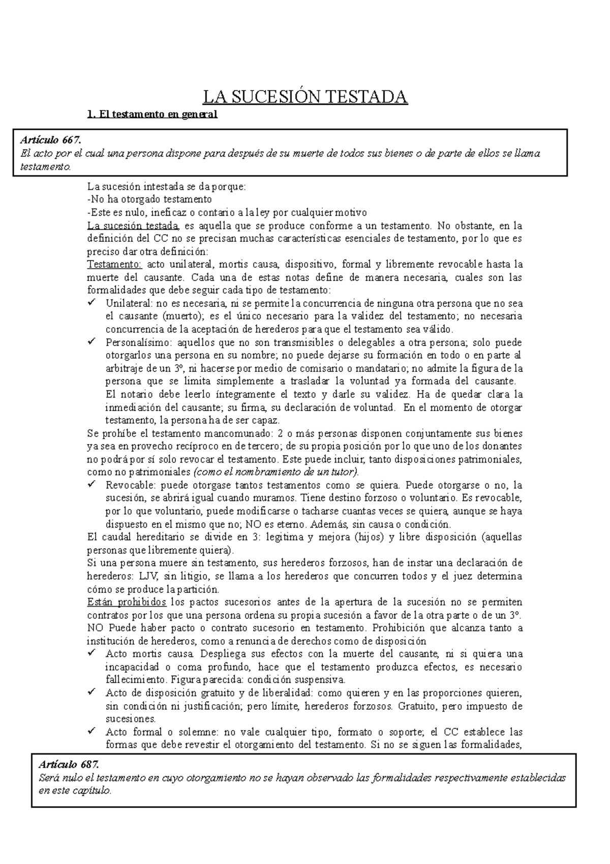 La sucesión testada - LA SUCESIÓN TESTADA 1. El testamento en general ...