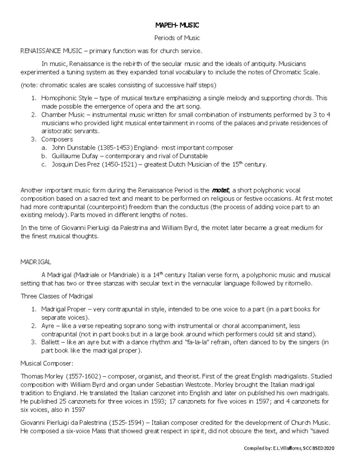 Mapeh-Musical-Period - MAPEH- MUSIC Periods of Music RENAISSANCE MUSIC ...
