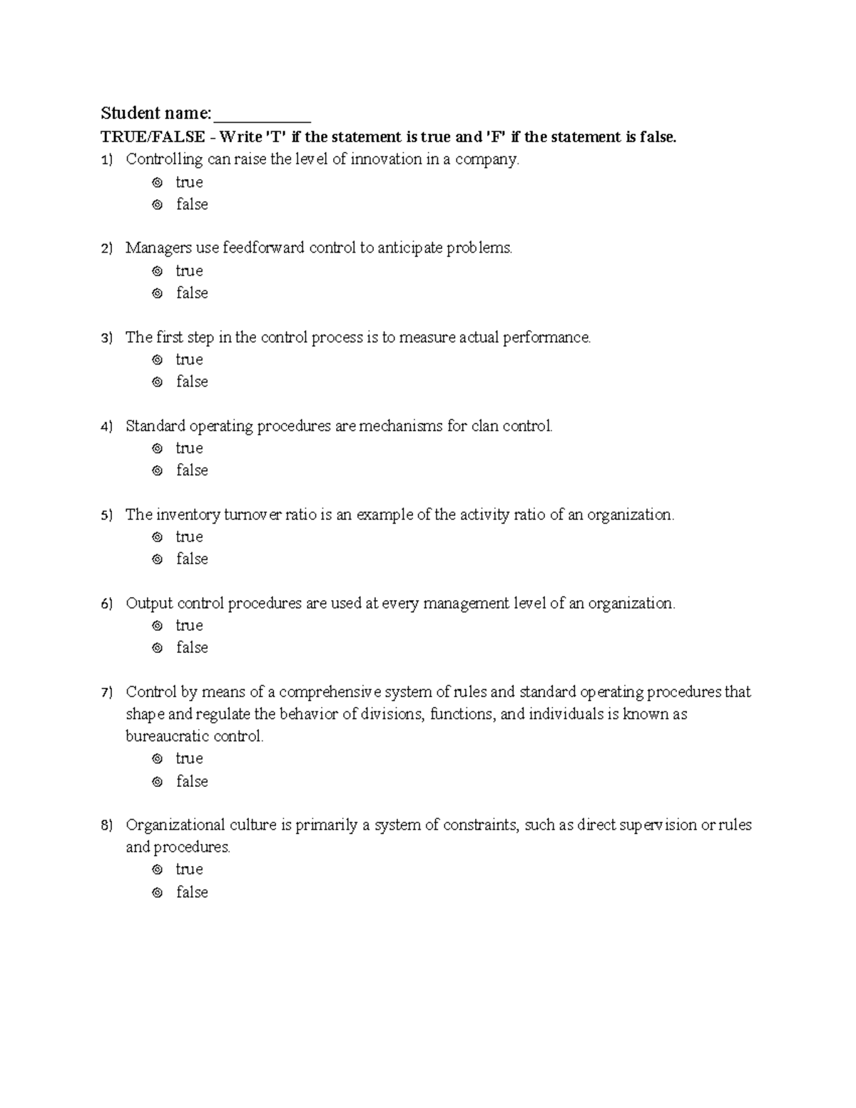 Chapter-8 - Student name:__________ TRUE/FALSE - Write 'T' if the statement is true and 'F' if ...