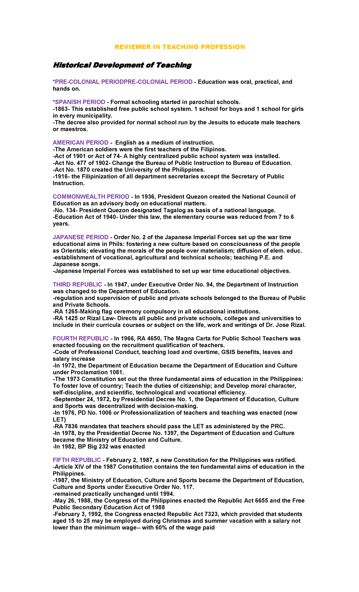 Teaching- Profession- Reviewer - REVIEWER IN TEACHING PROFESSION ...