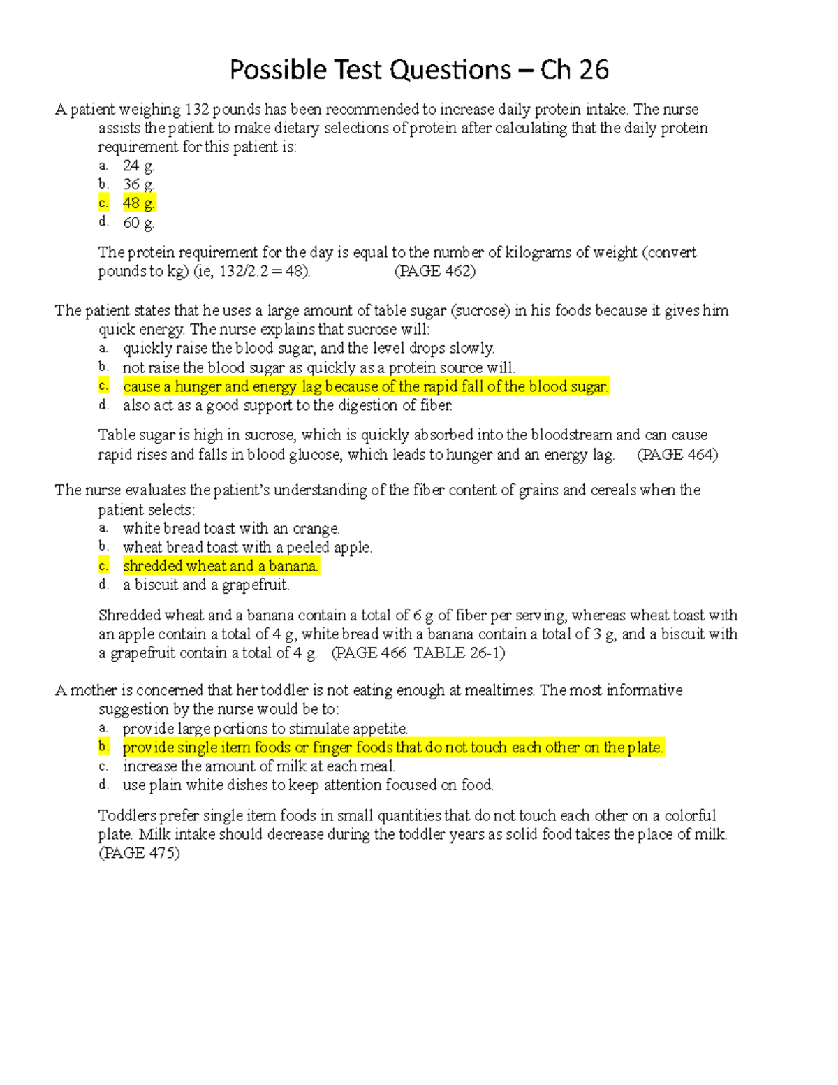 Nutrition in Nursing - Possible Test Quesions – Ch 26 A patient ...