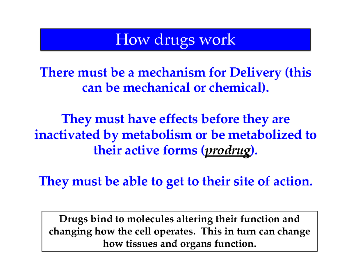 2 How drugs work Slides - How drugs work There must be a mechanism for ...