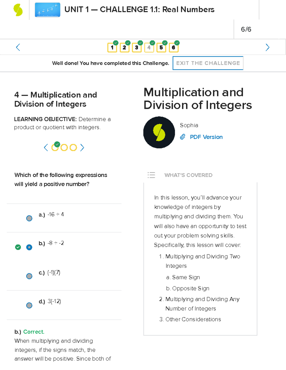 College math - 4 — Multiplication and Division of Integers LEARNING ...