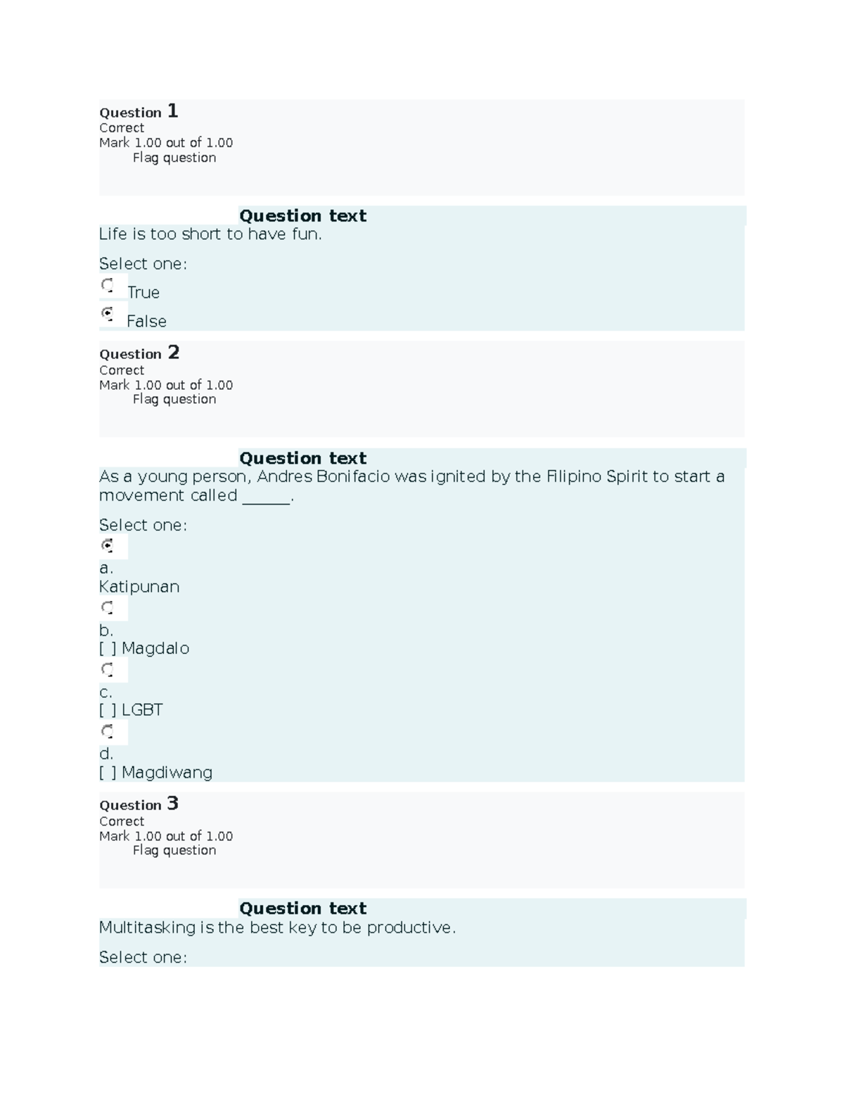 Finals Q2 ETHNS6102 - Question 1 CorrectMark 1 out of 1. Flag question ...