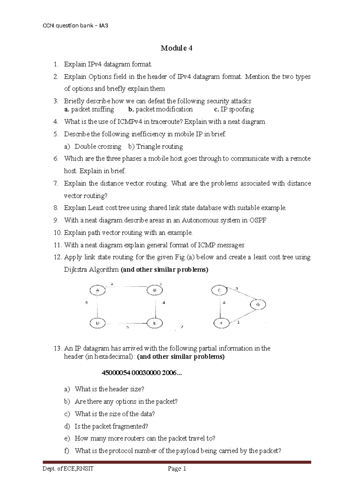 Ccn Qb3 Ccn Notes Ccn Question Bank Ia Module 4 1 Explain Ipv4 2939