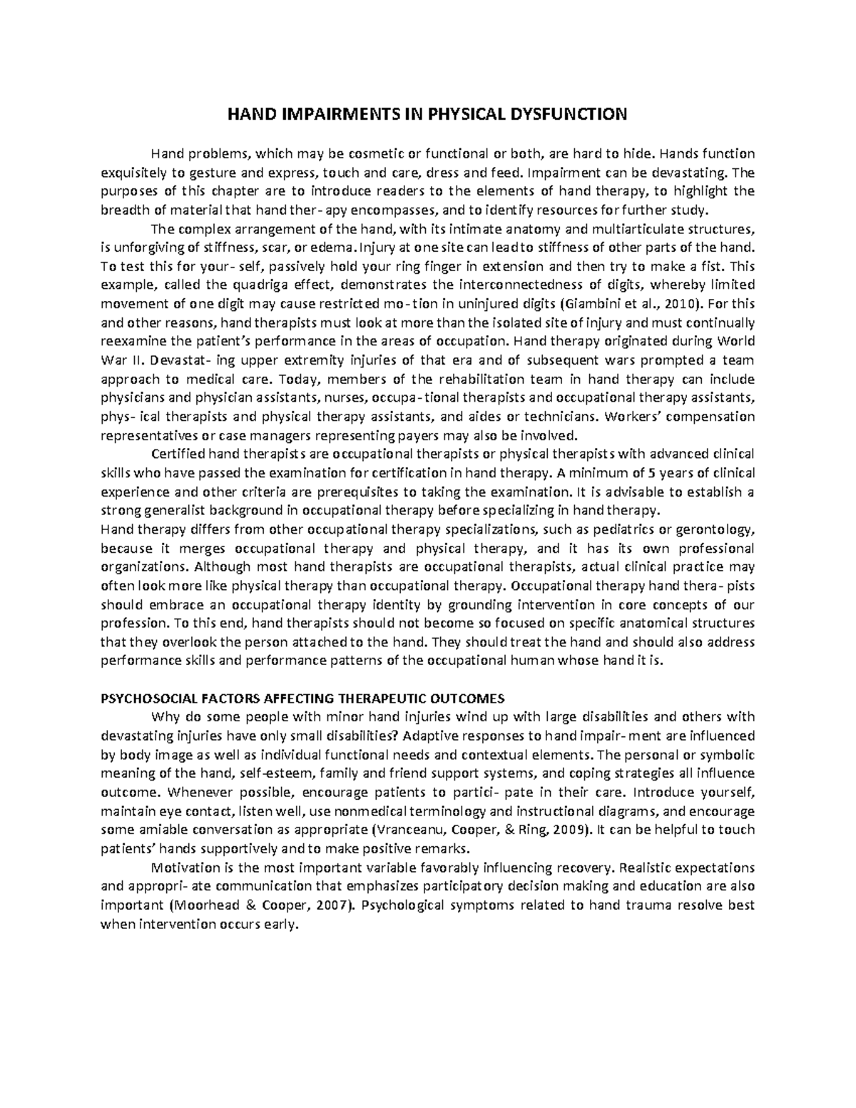 Hand Impairments in Physical Dysfunction - HAND IMPAIRMENTS IN PHYSICAL ...