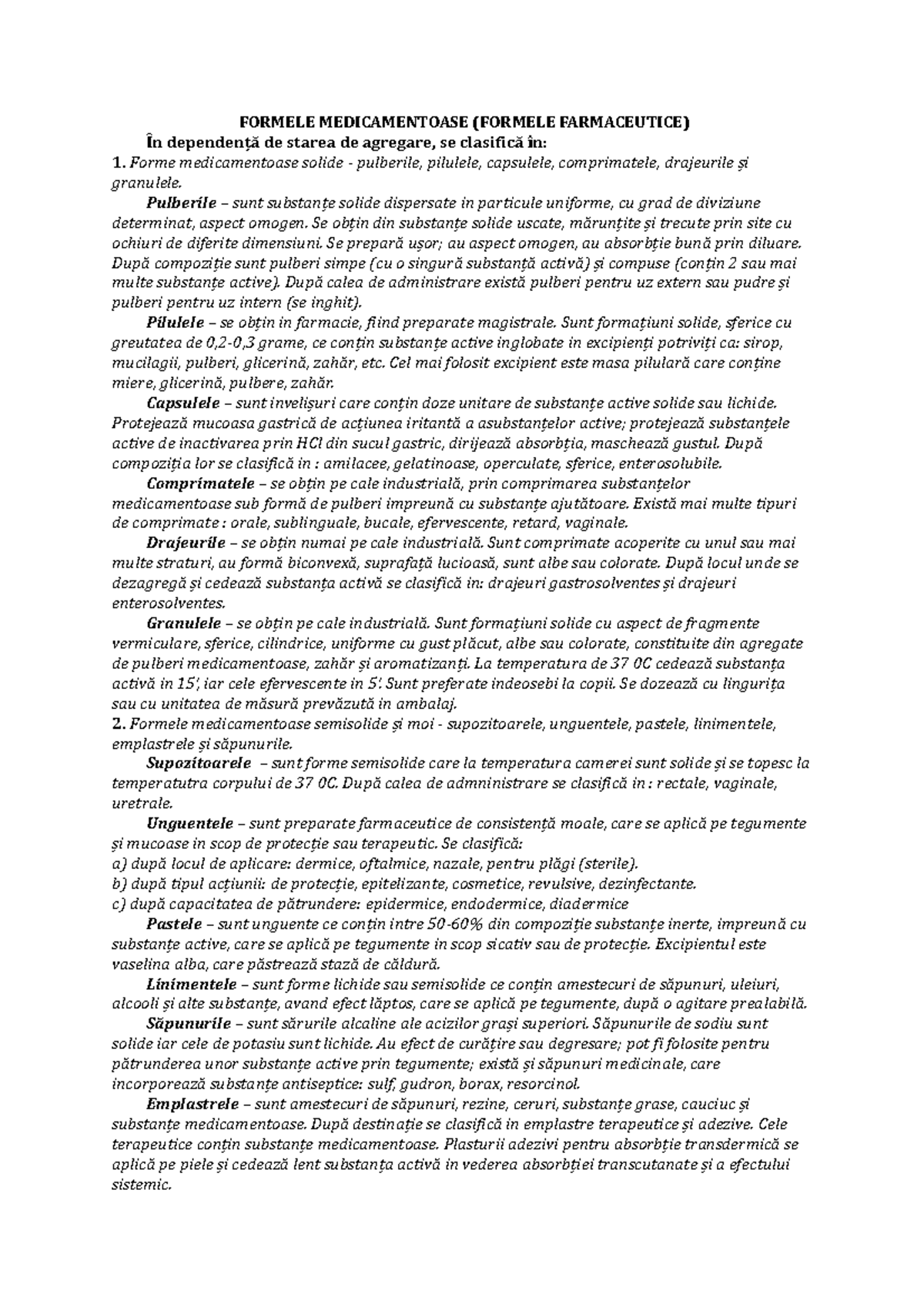 Stari de agregare - FORMELE MEDICAMENTOASE (FORMELE FARMACEUTICE) În ...