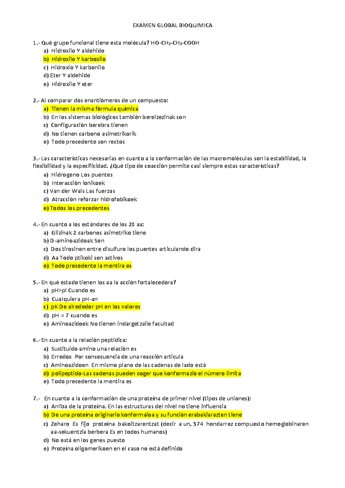 Examen enero 2020 - Warning: TT: undefined function: 32 EXAMEN GLOBAL BIOQUIMICA 1.- Qué grupo ...