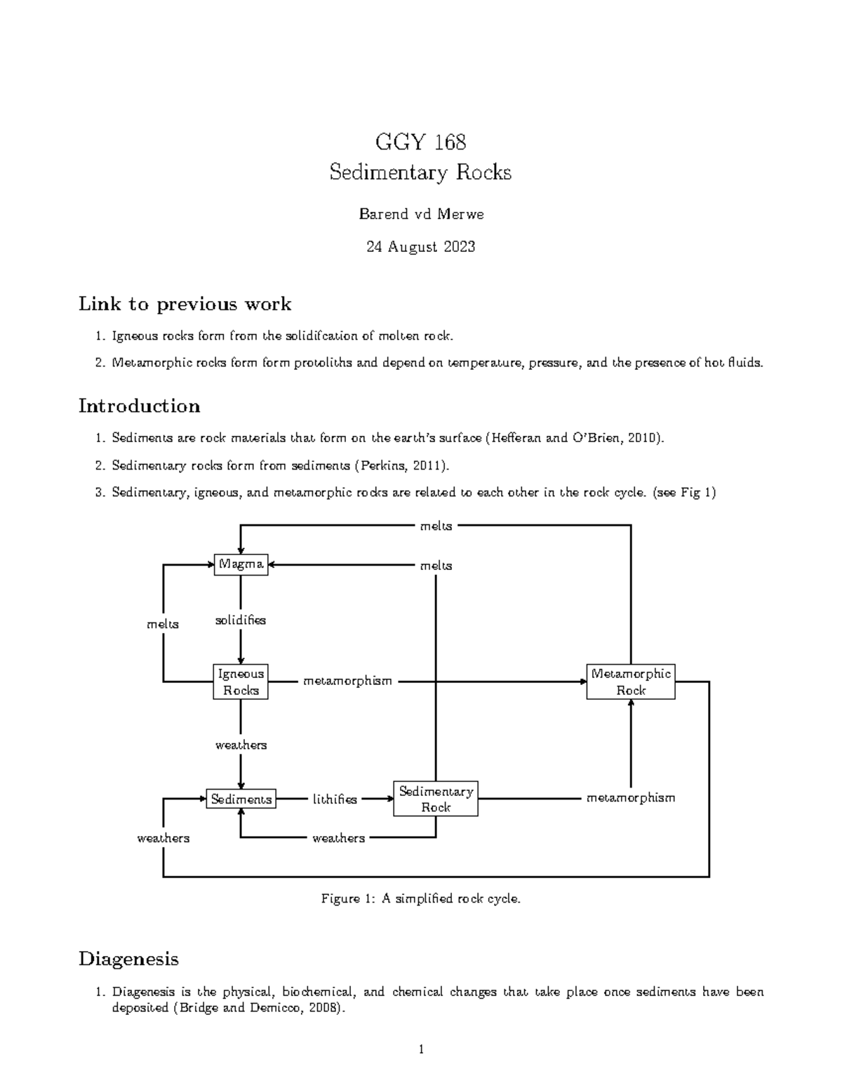 Sedimentary-rocks - Notes on sedimentary rocks - GGY 168 Sedimentary ...