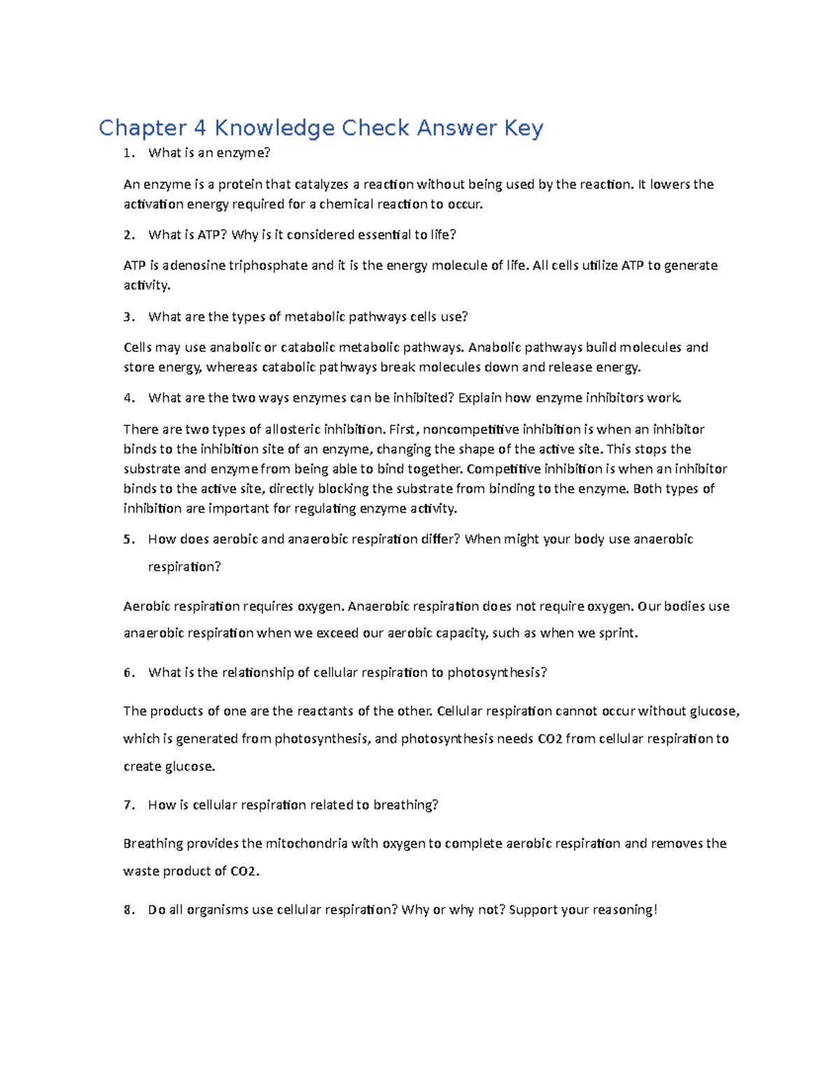 Ch 4 KC Answers - QUESTIONS USED FROM LECTURES - Chapter 4 Knowledge ...