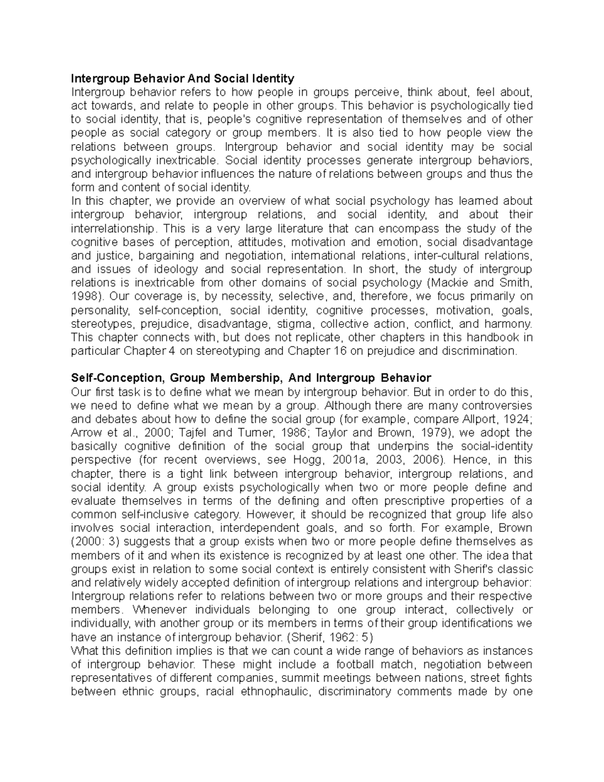 Intergroup Behavior And Social Identity - Intergroup Behavior And ...