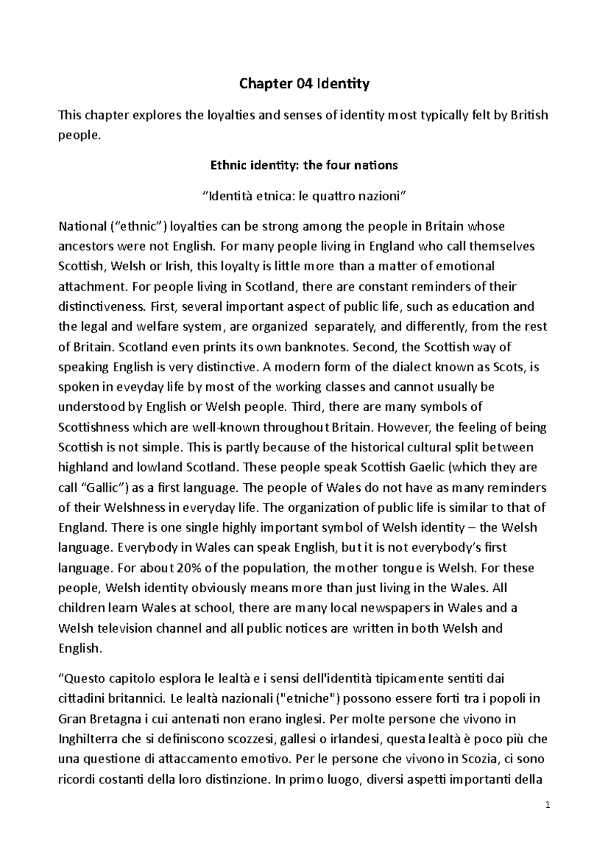 Britain FOR Learners OF English 4 - Chapter 04 Identity This chapter ...