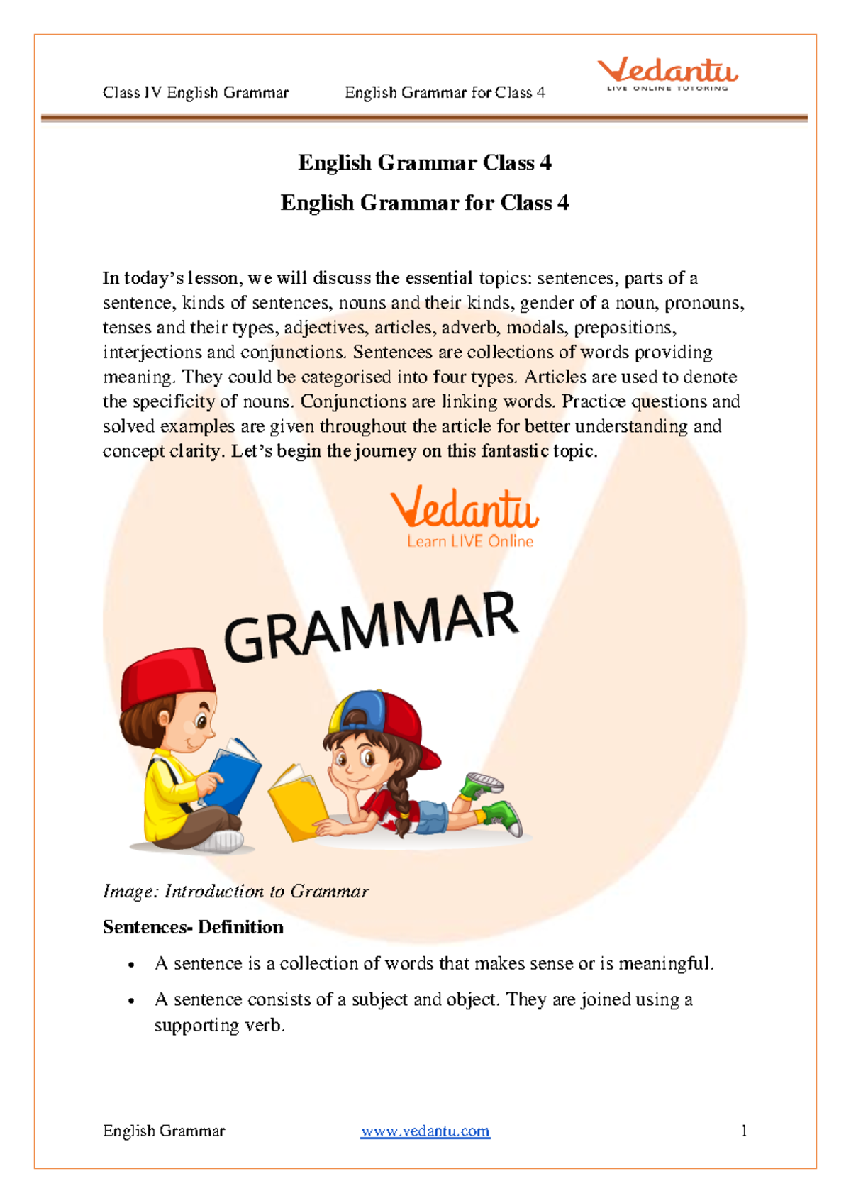 English Grammar for Class 4 Syllabus, Practise Questions and More ...