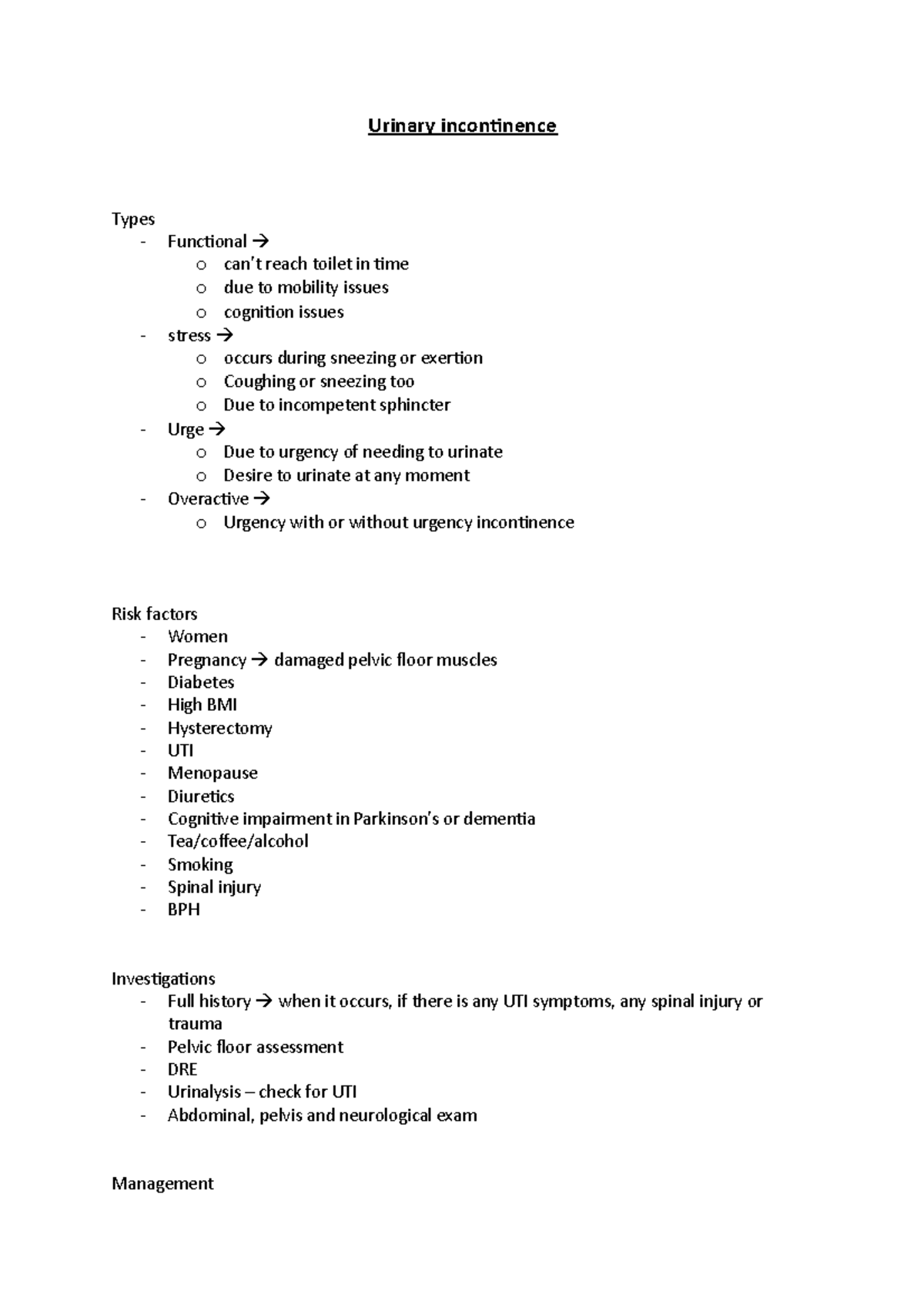 Urinary incontinence - Lecture notes 43 - Urinary incontinence Types ...