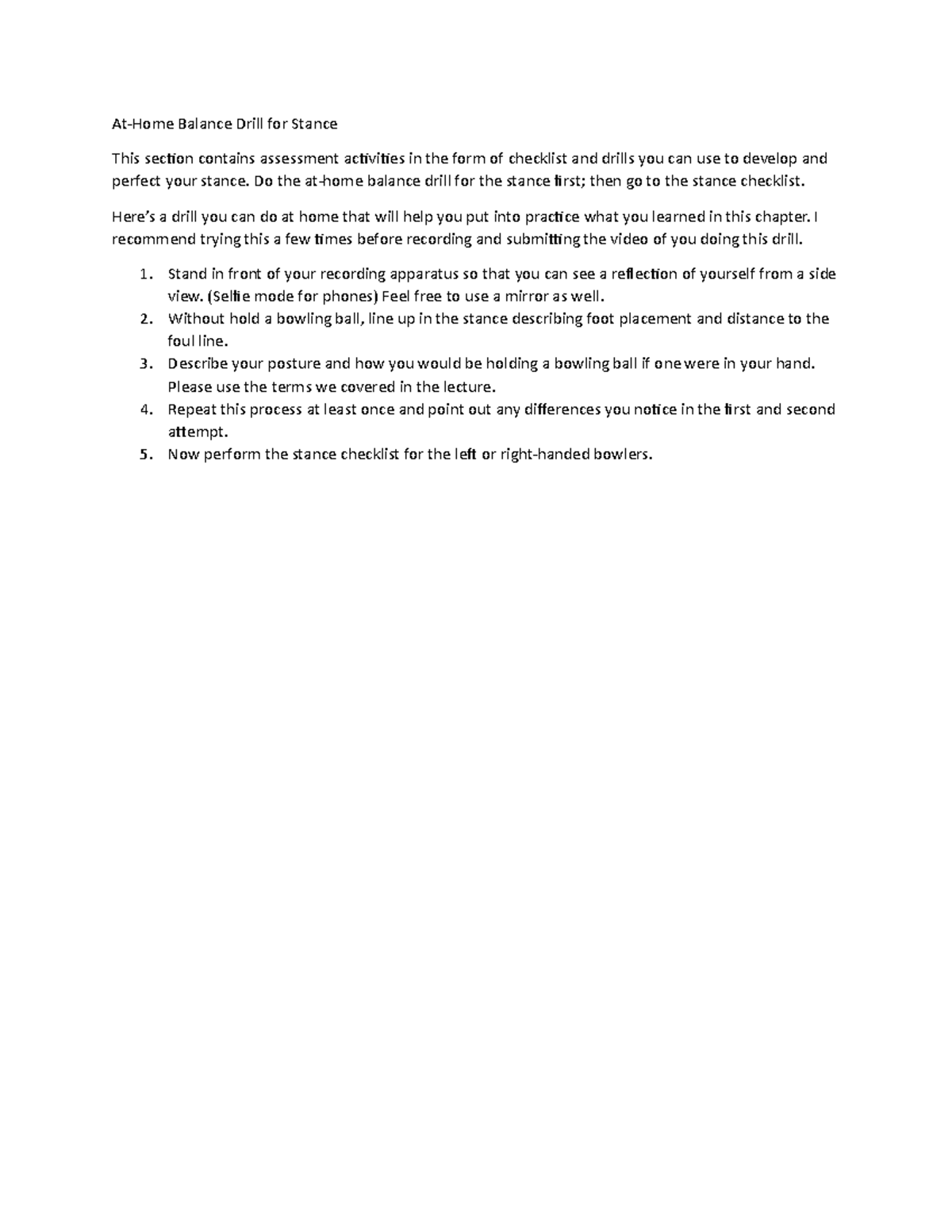 Balance Checklist - Demo - At-Home Balance Drill for Stance This ...