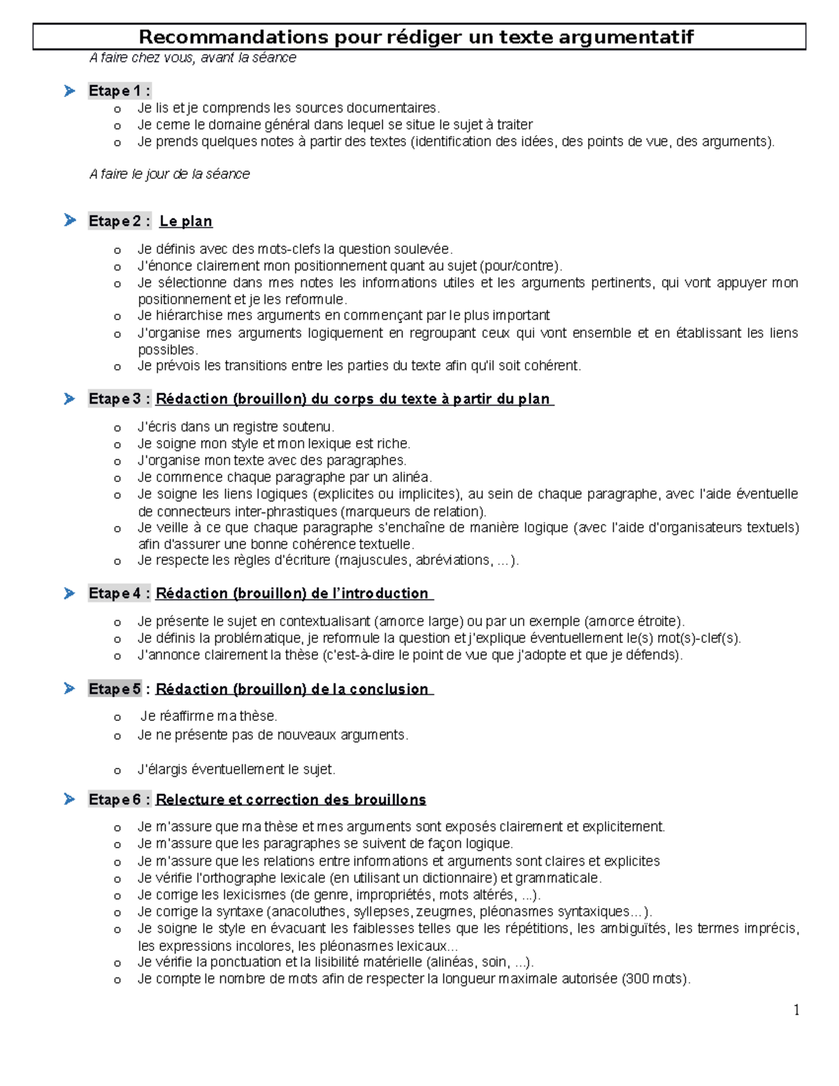 Recommandations pour rédaction dun texte argumentatif - Recommandations pour rédiger un texte ...