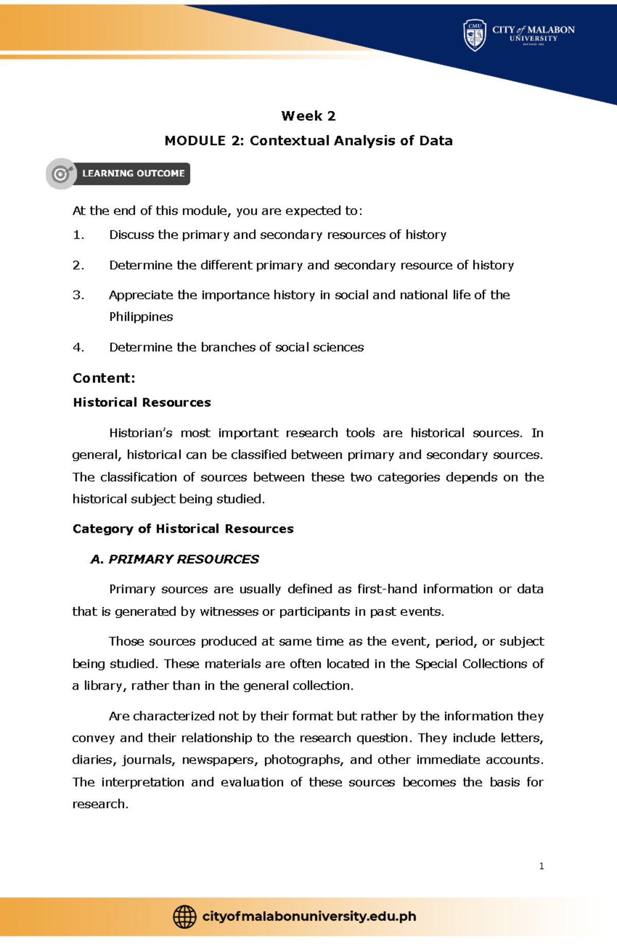 Module 2- Readings in the PH - Week 2 MODULE 2: Contextual Analysis of ...