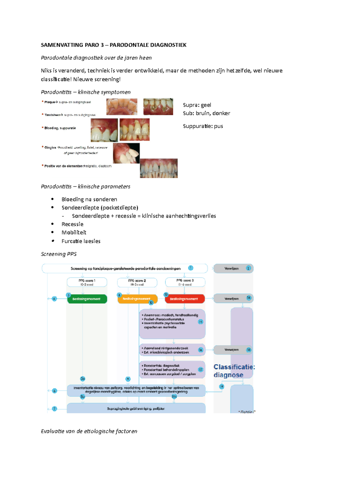 Samenvatting PARO 3 - Parodontale diagnostiek - SAMENVATTING PARO 3 ...