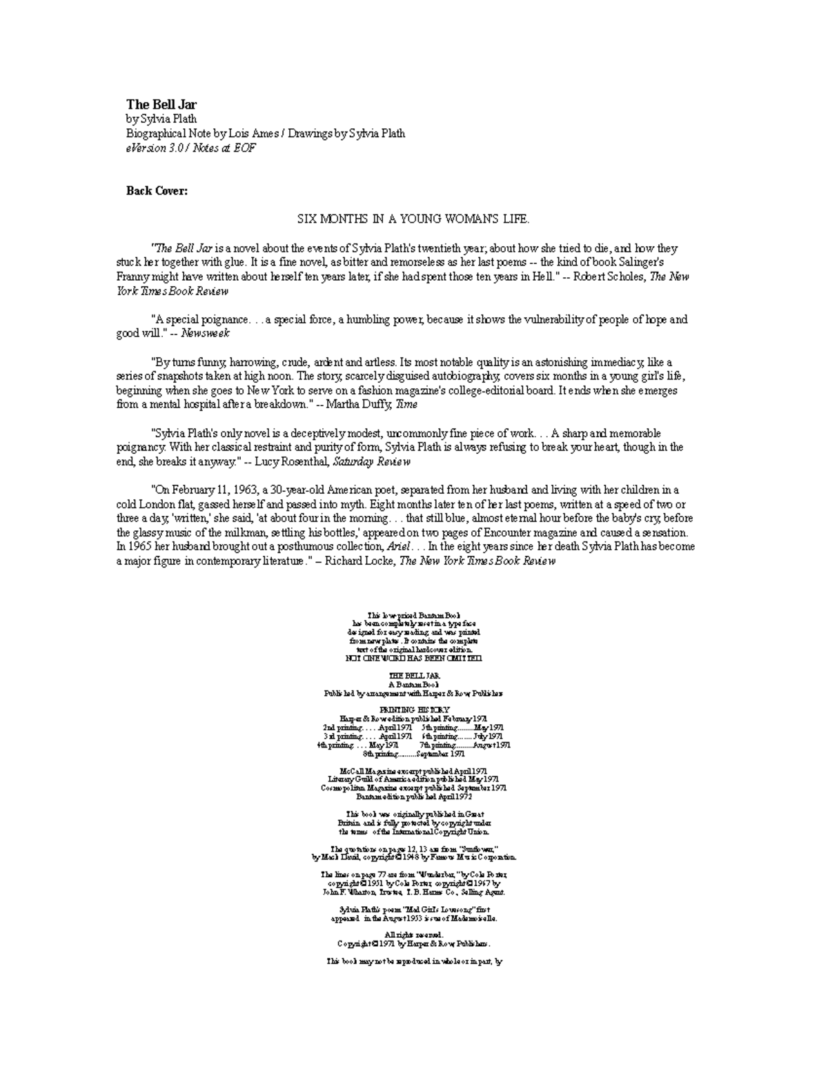 Sylvia Plath - The Bell Jar (2000 ) - The Bell Jar by Sylvia Plath ...