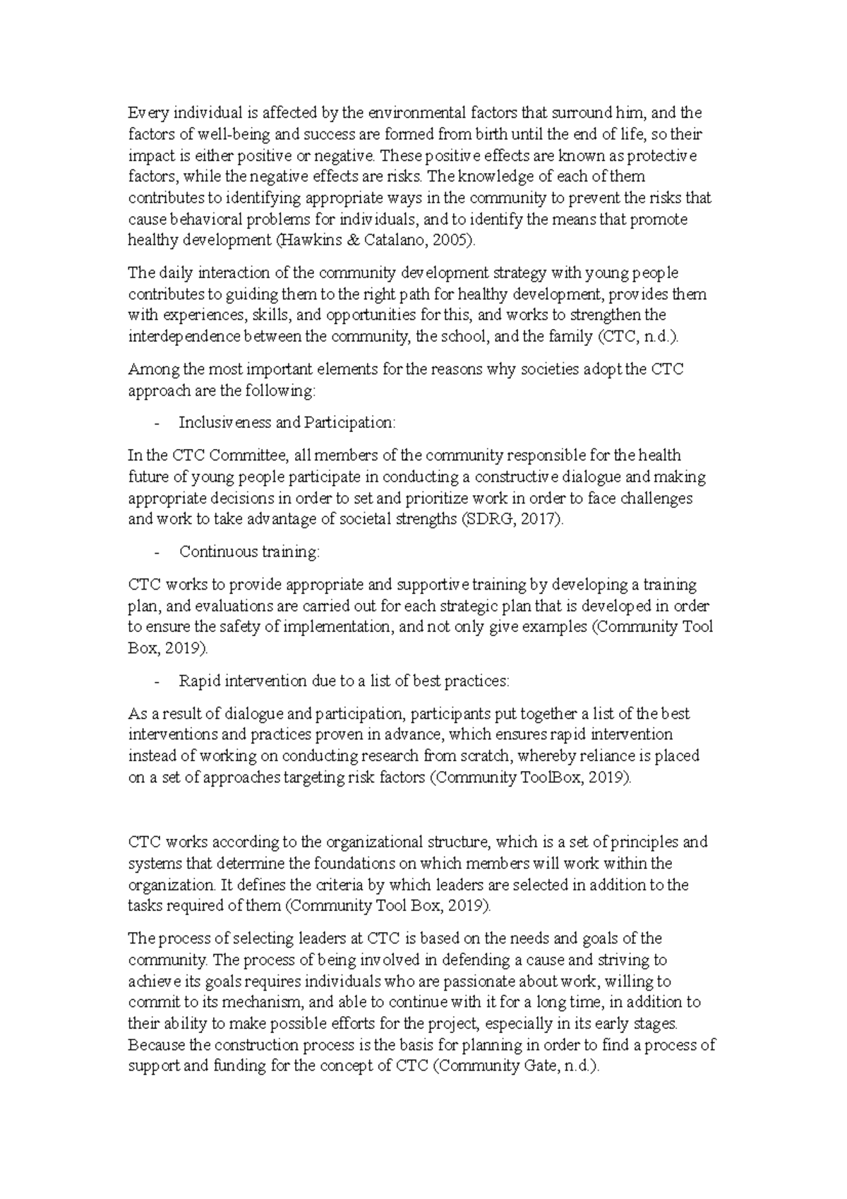 Discussion unit 2 Community vision for adopting the CTC - Every ...