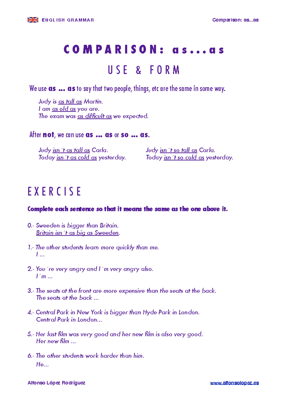 Comparison as as - hjvbmn - C O M P A R I S O N : a s... a s U S E & F ...