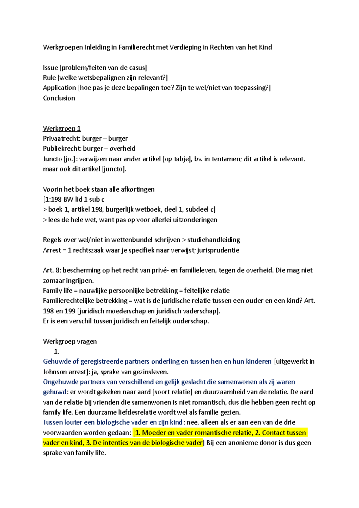 Werkgroepen Inleiding in Familierecht met Verdieping in Rechten van het ...