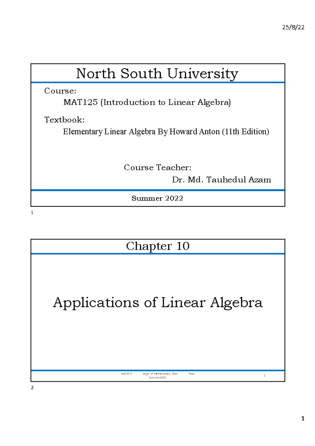 MAT125 Ch 10 Lec23 - MAT 125 - Summer 2022 Course: MAT125 (Introduction ...