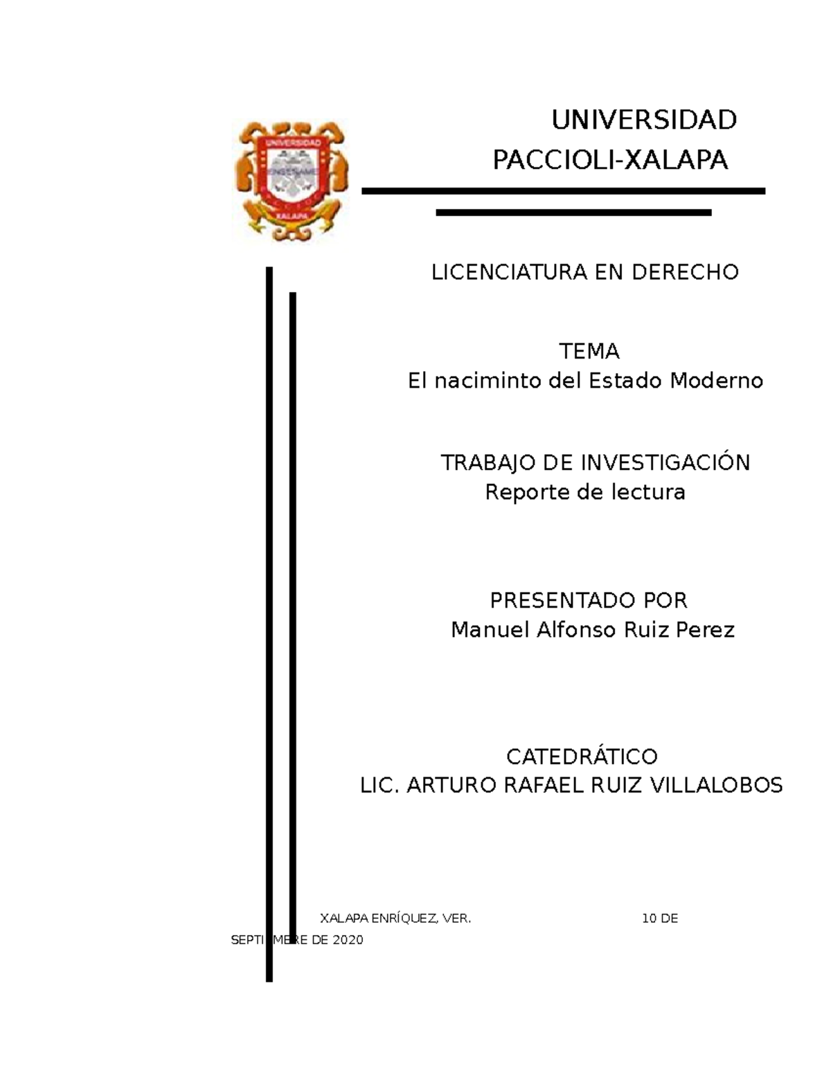 Repore- Teoria - UNIVERSIDAD PACCIOLI-XALAPA LICENCIATURA EN DERECHO ...