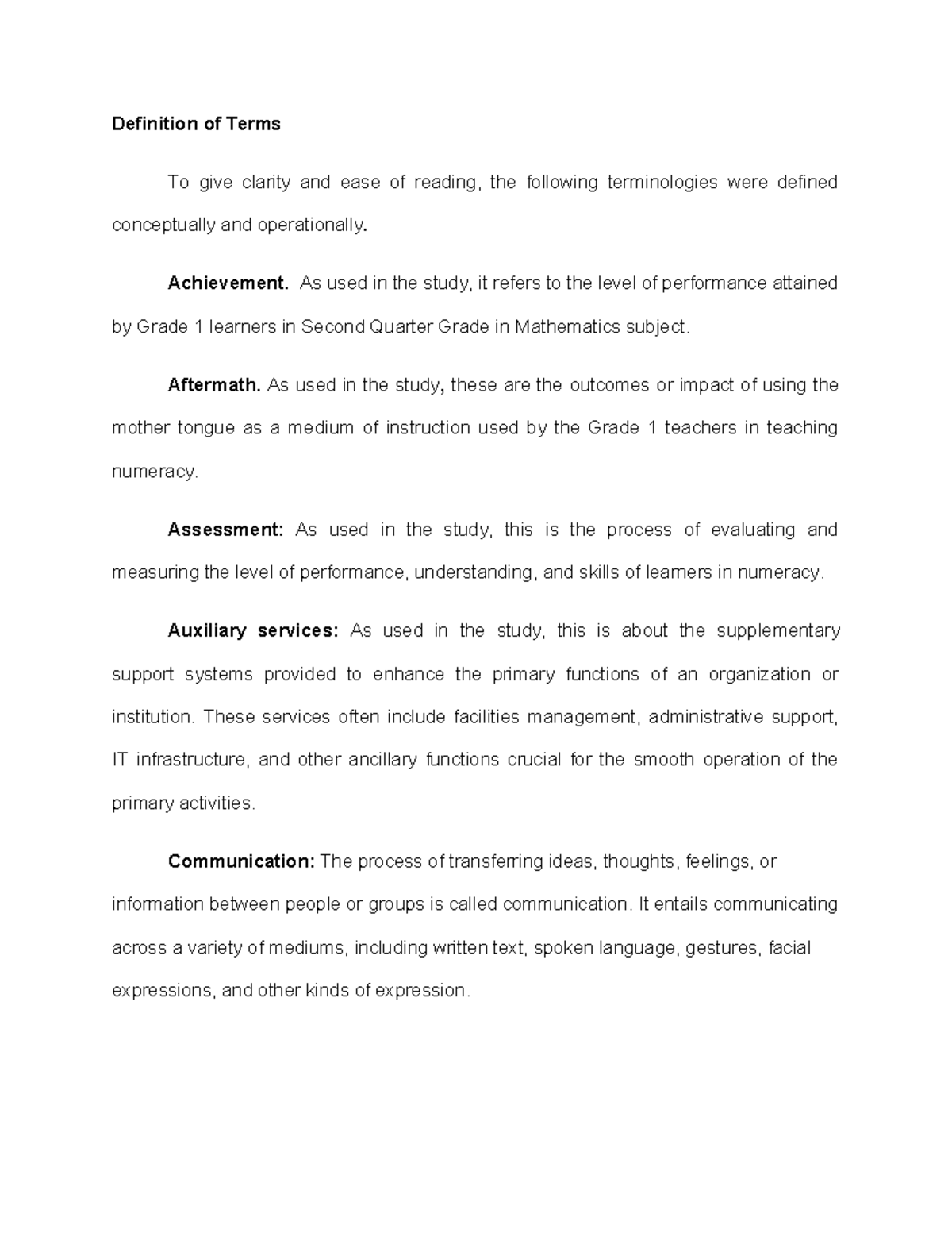 Definition-of-Terms - Definition of Terms To give clarity and ease of ...