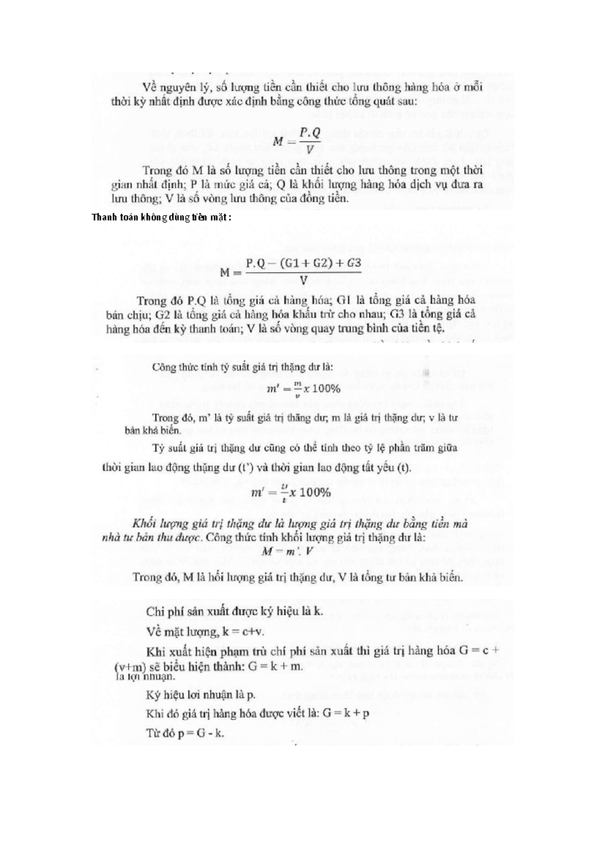 Full Cong Thuc GT-ktct - kkk - kinh tế 2 - Thanh toán không dùng tềền mt : ặ - Studocu